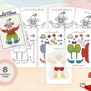 Clown Paper Doll PRINTABLE Preschool Homeschool Paper Craft Toddler ...