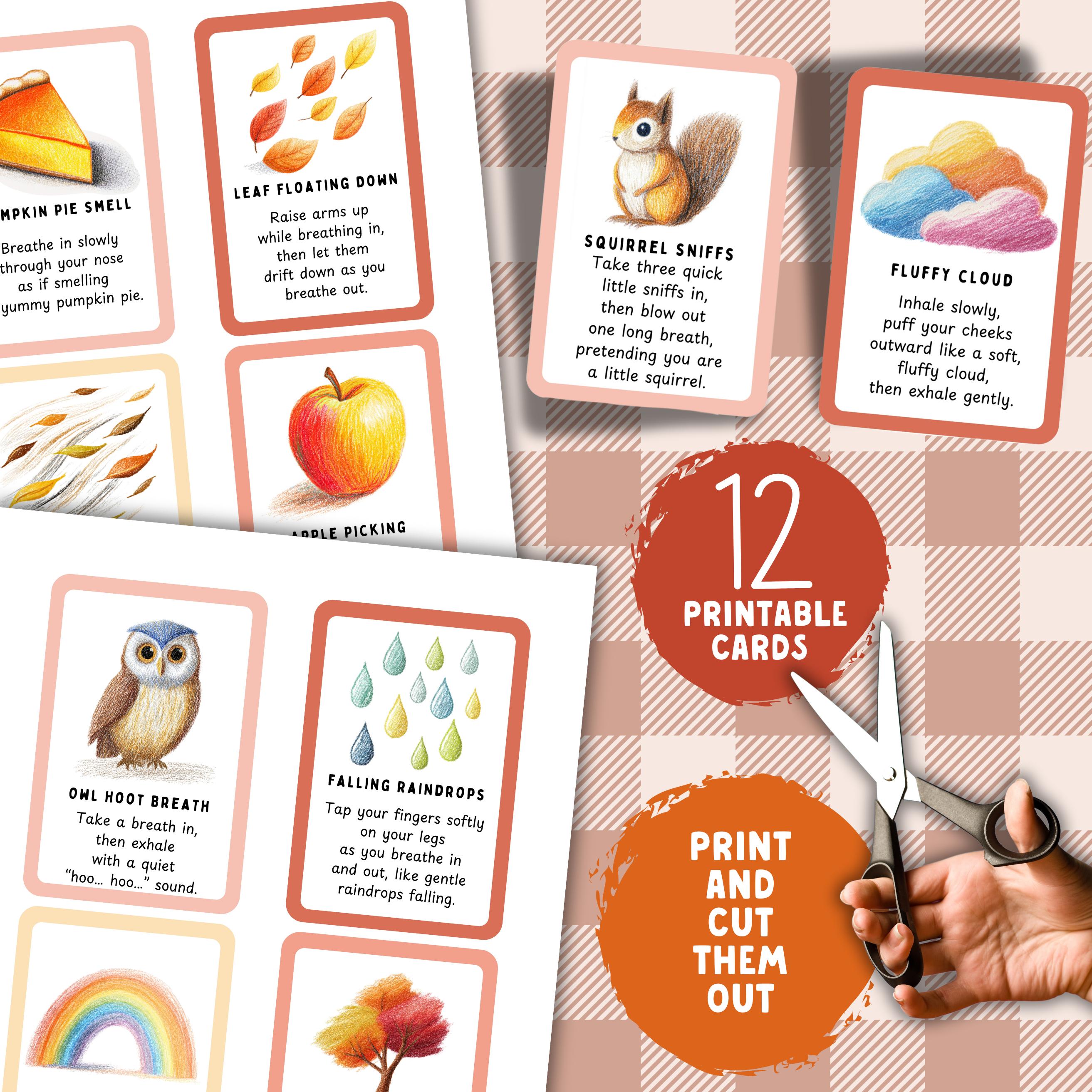 Fall Mindful Breathing Cards for Kids: Calming Self Regulation Practice ...