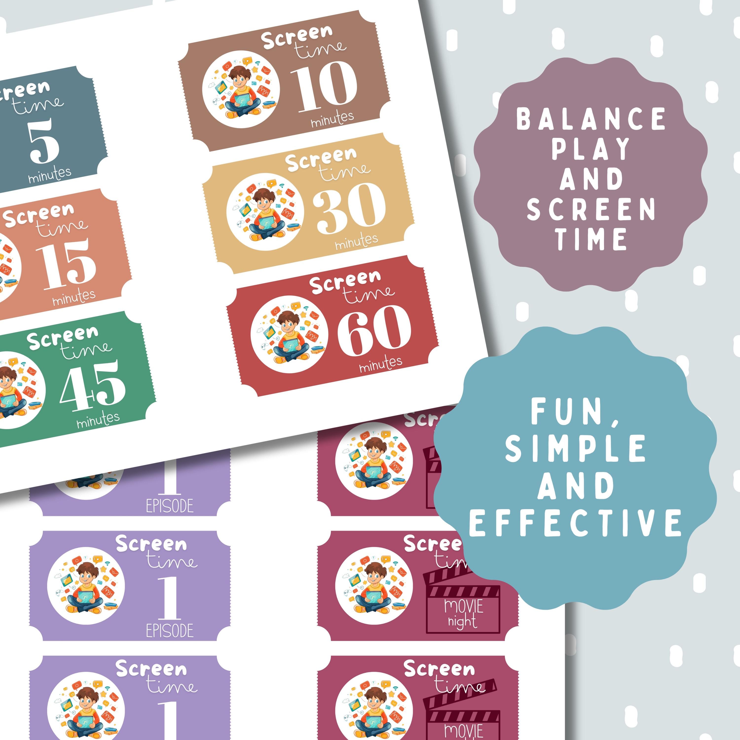 Screen Time Tickets: Printable Reward Coupons for Kids (PDF) - Etsy