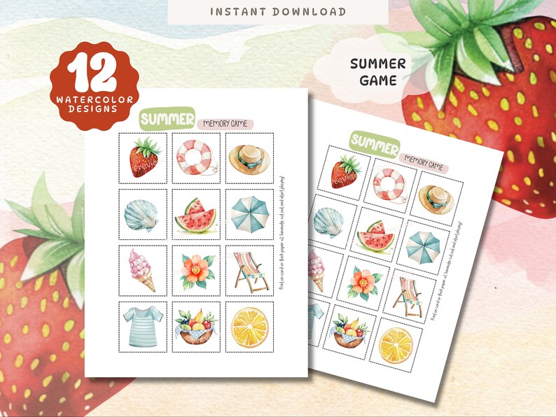 Summer Printable Memory Game for Kids - Fun & Educational Matching ...