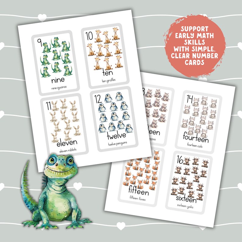 Animal Number Flashcards 1-20: Printable Counting Cards (PDF) - Etsy