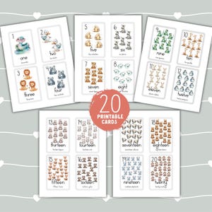 Animal Number Flashcards 1-20: Printable Counting Cards (PDF) - Etsy