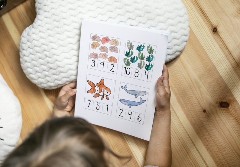 Sealife Count and Clip Cards 1-10: Montessori Math Activity (PDF) - Etsy