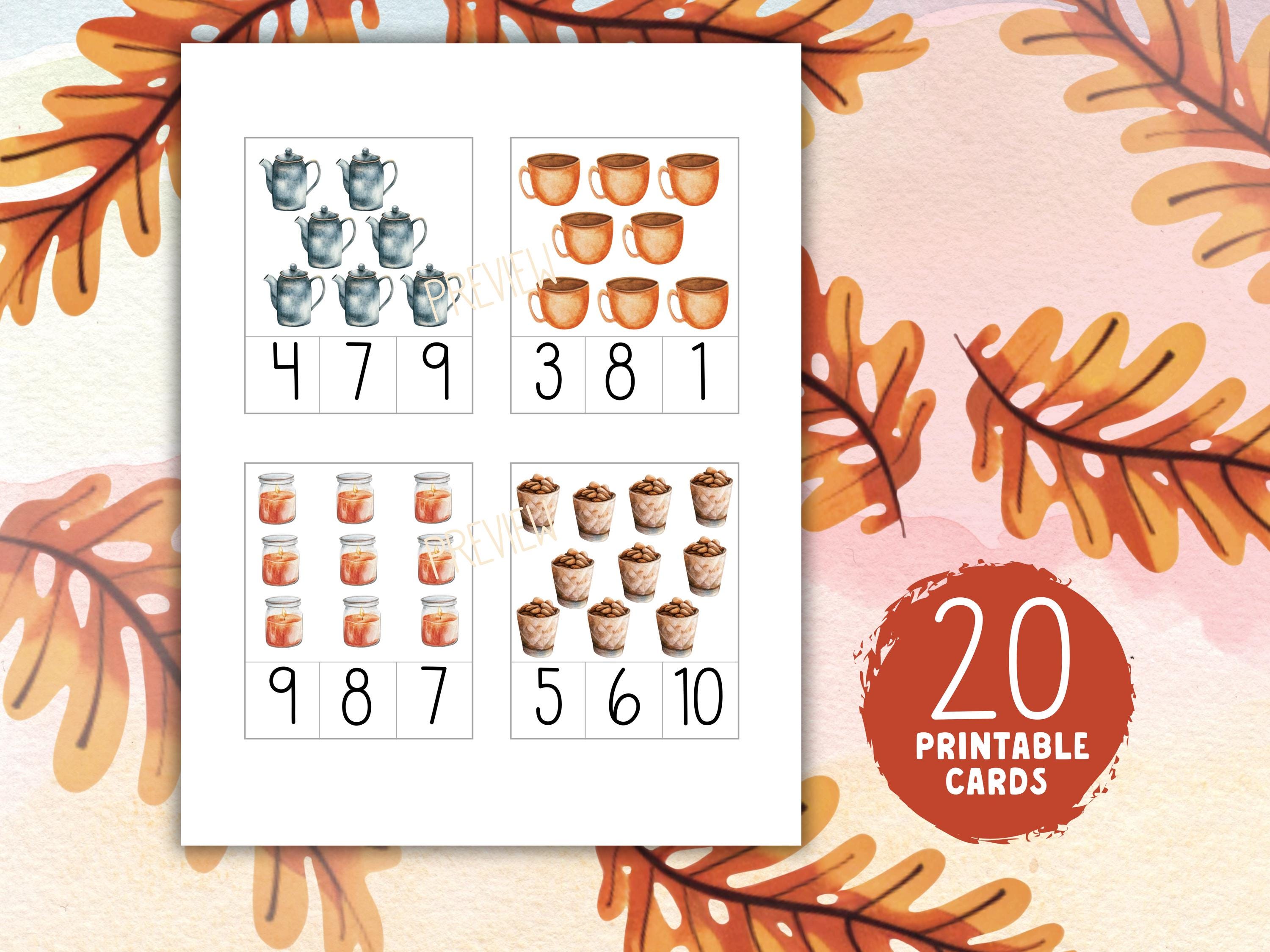 FALL Count and Clip Cards Number 1-10, Autumn Printable Activity Number ...