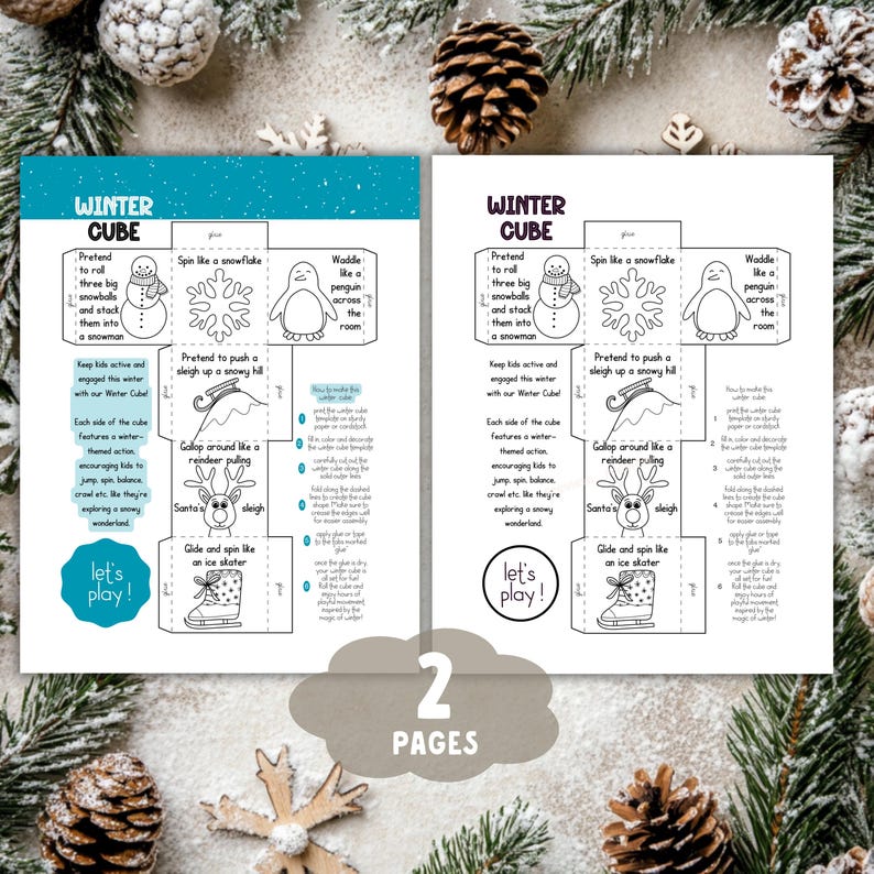 Winter Movement Cube | Coloring Sheet | Gross Motor Skills Activity ...
