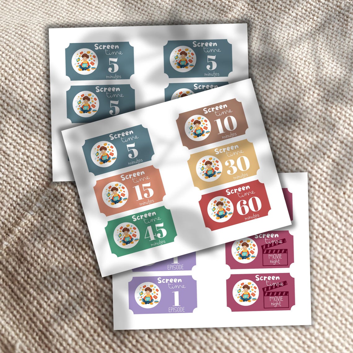 Screen Time Tickets: Printable Reward Coupons for Kids (PDF) - Etsy