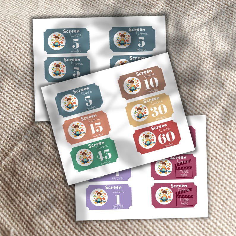 Screen Time Tickets: Printable Reward Coupons for Kids (PDF) - Etsy