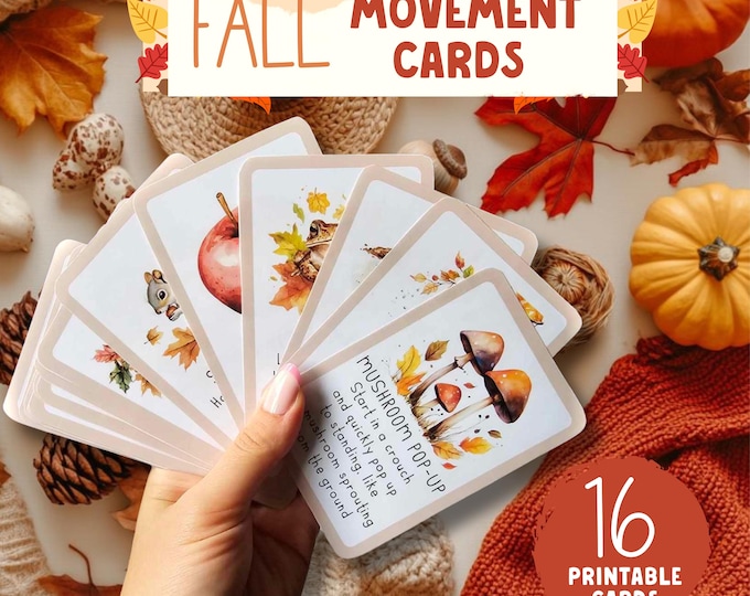Fall Movement Cards, Printable Action Flashcards for Kids, Toddlers ...