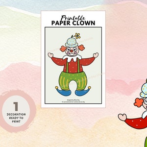 Clown Paper Doll PRINTABLE Preschool Homeschool Paper Craft Toddler ...