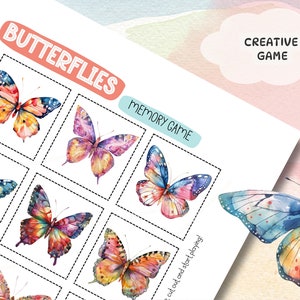Butterfly Memory Game, Printable Memory Cards, Butterfly Match Memory ...