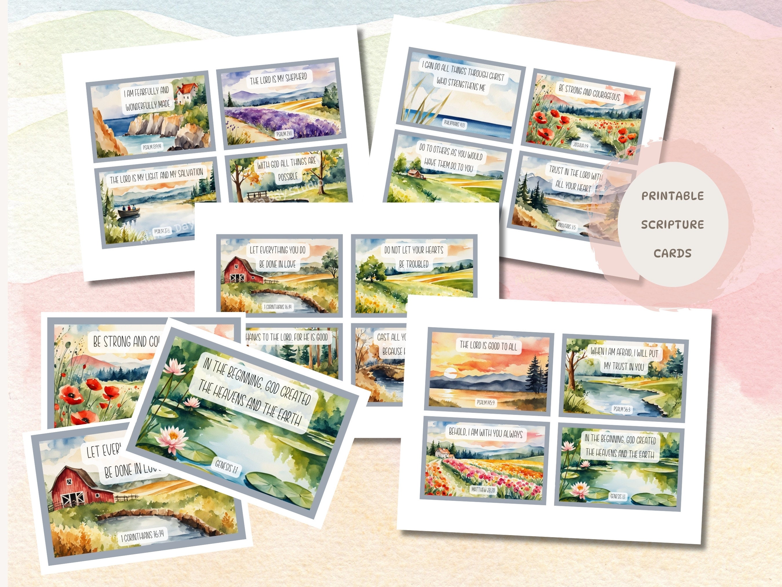 Christian Scripture Cards, Adults and Kids Positivity Motivational Card ...