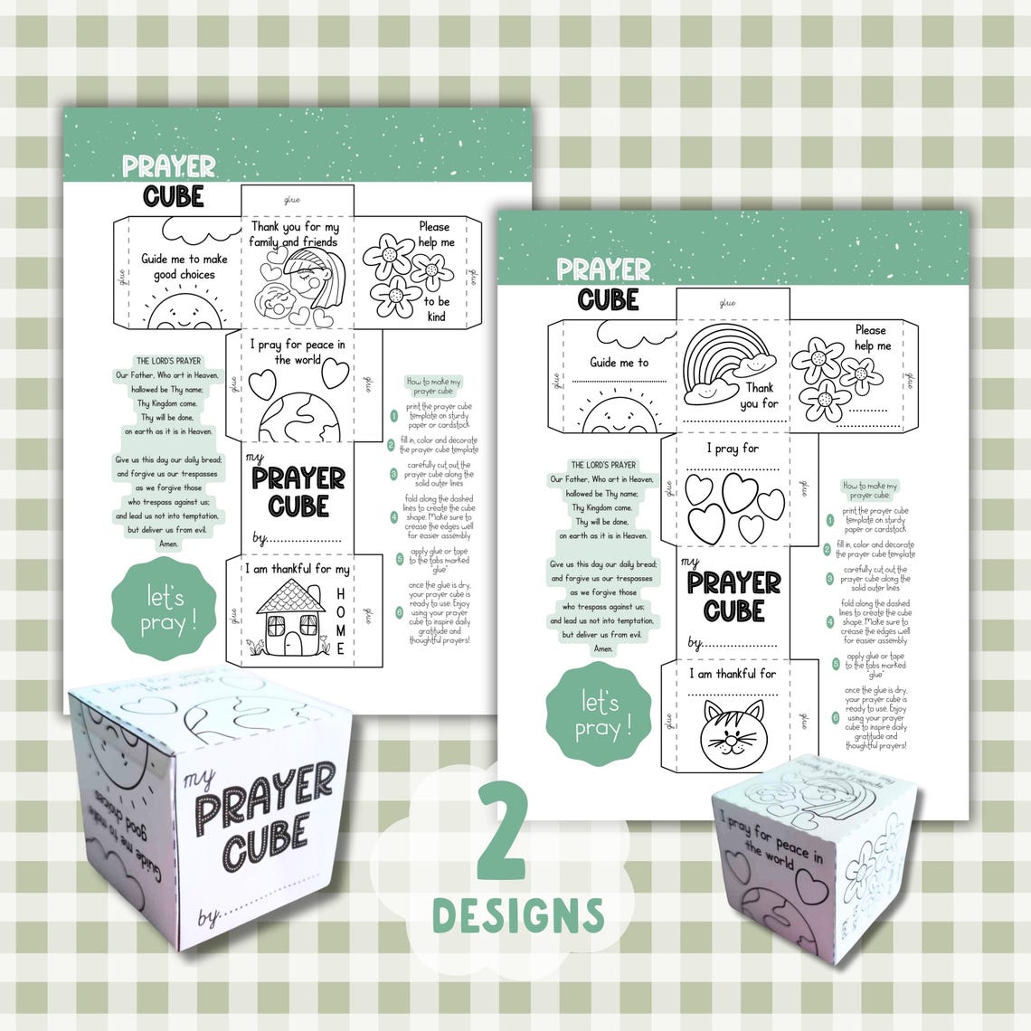 Prayer Cube Coloring Page: Christian Sunday School Craft (PDF) - Etsy