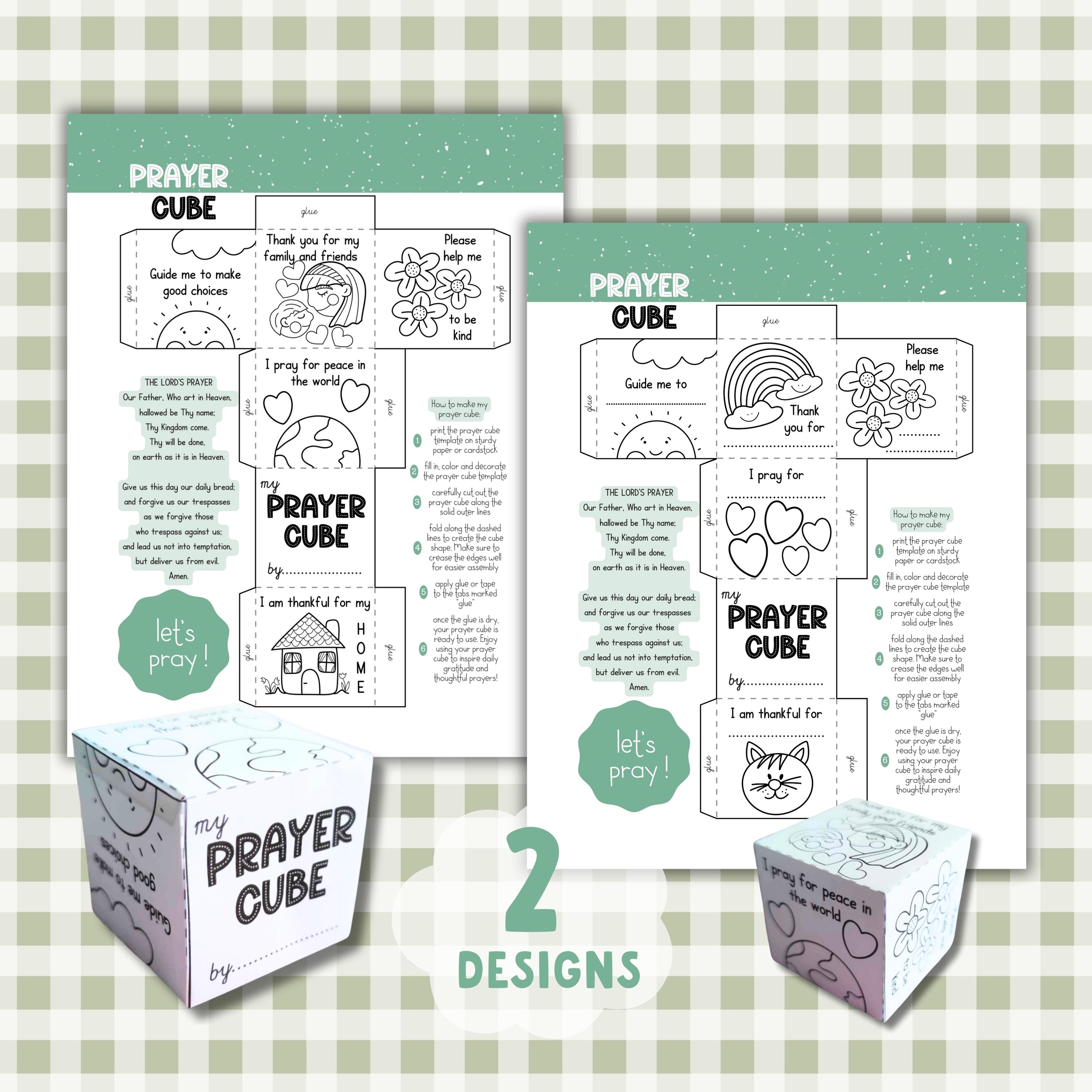 Prayer Cube Coloring Page: Christian Sunday School Craft (PDF) - Etsy