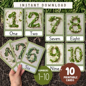 Floral Number Cards 1-10: Montessori Math Printable (PDF Download) - Etsy