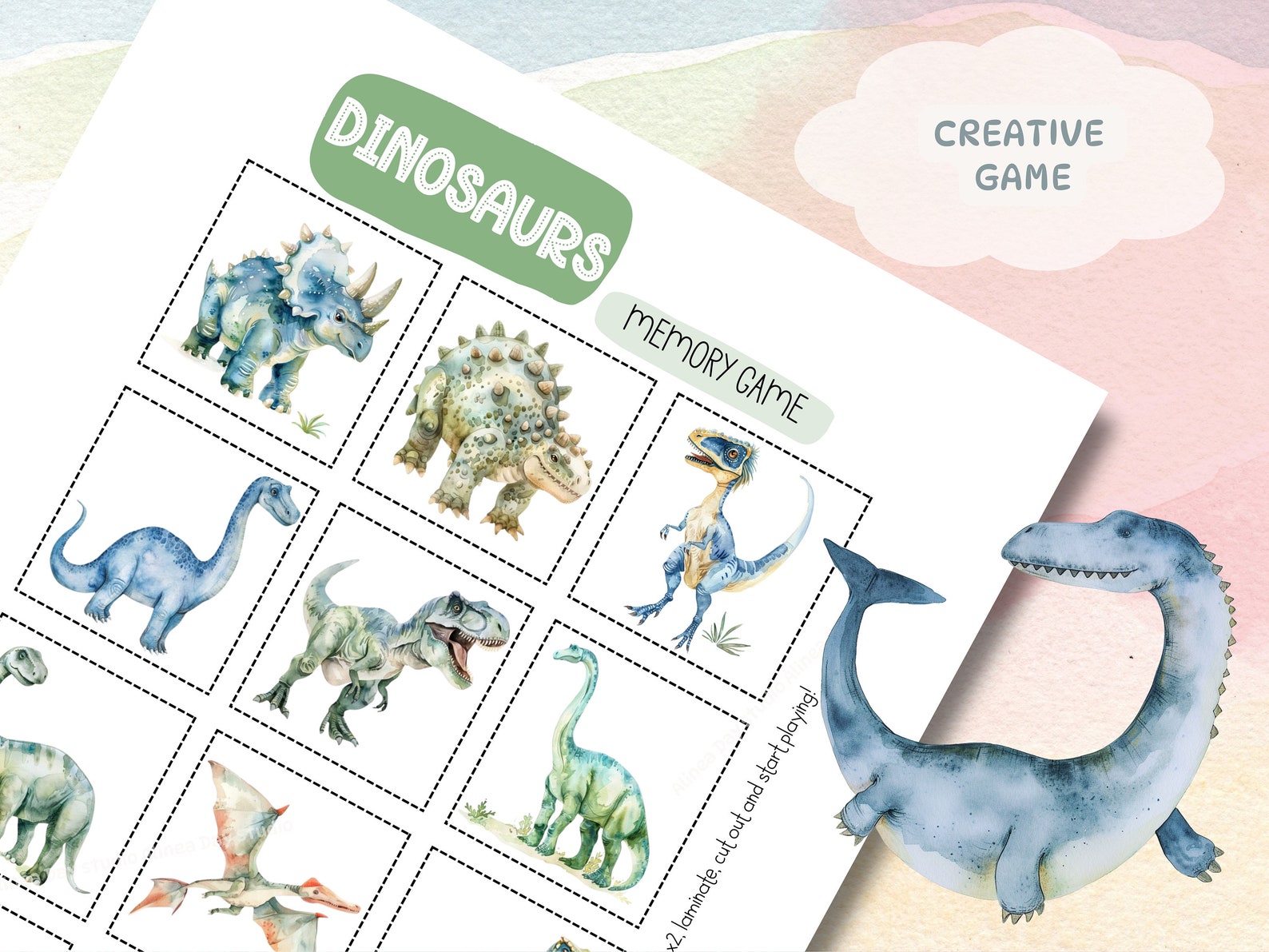 Dinosaurs Memory Game: Fun Matching Cards (PDF) - Etsy