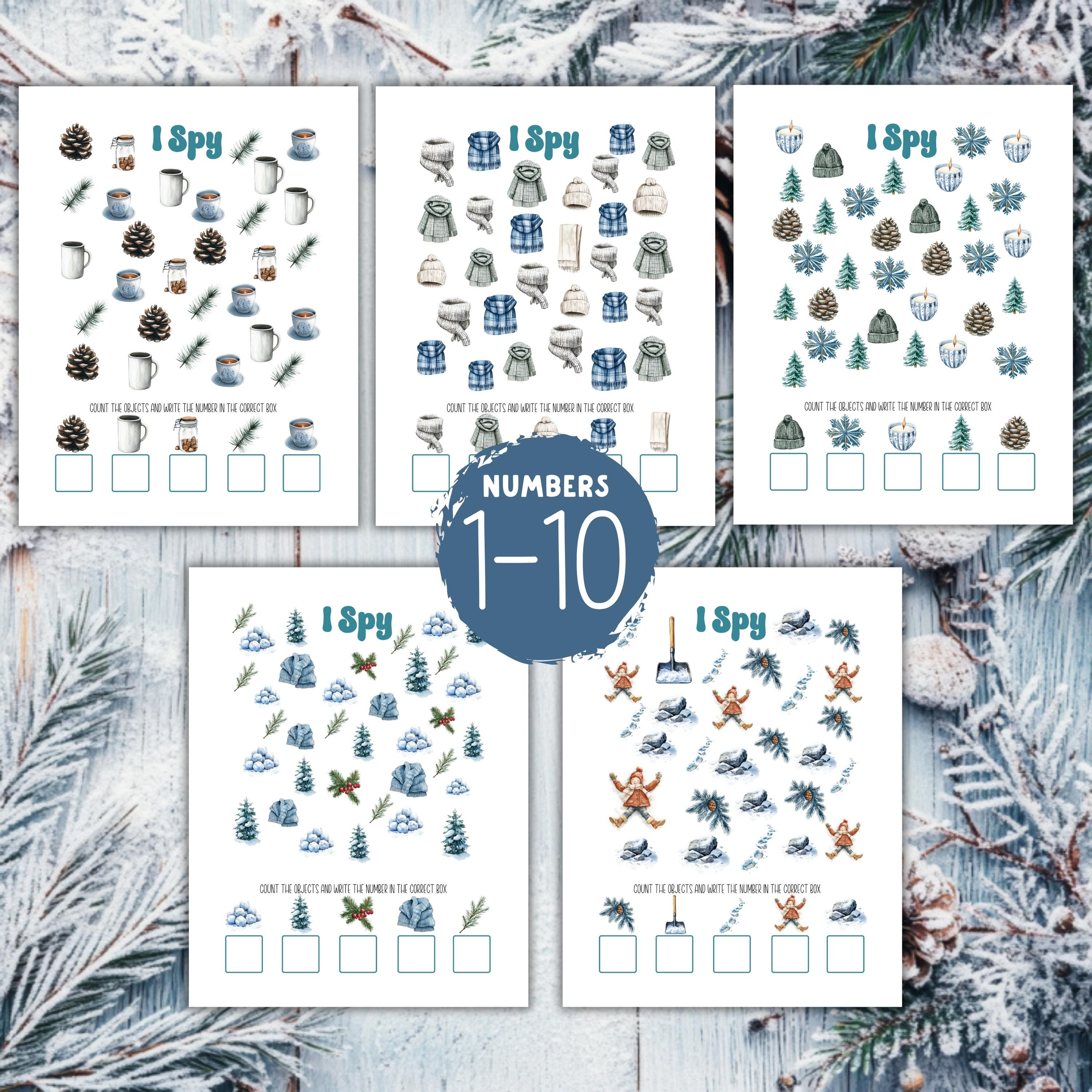 WINTER I Spy Worksheets | Numbers 1-10 Printable Pack | 10 Fun Math ...