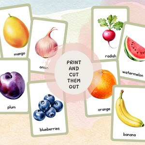 Fruits and Vegetables Cards Montessori Flashcards, Educational ...