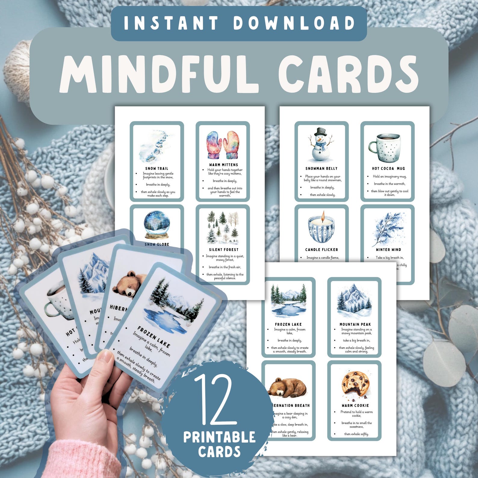 Winter Mindful Breathing Cards for Kids | Calming Corner Activity ...