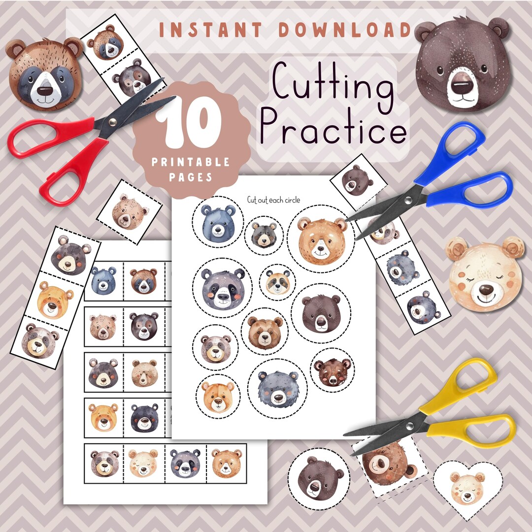 Teddy Bear Cutting Strips: Scissor Skills Practice (PDF) - Etsy