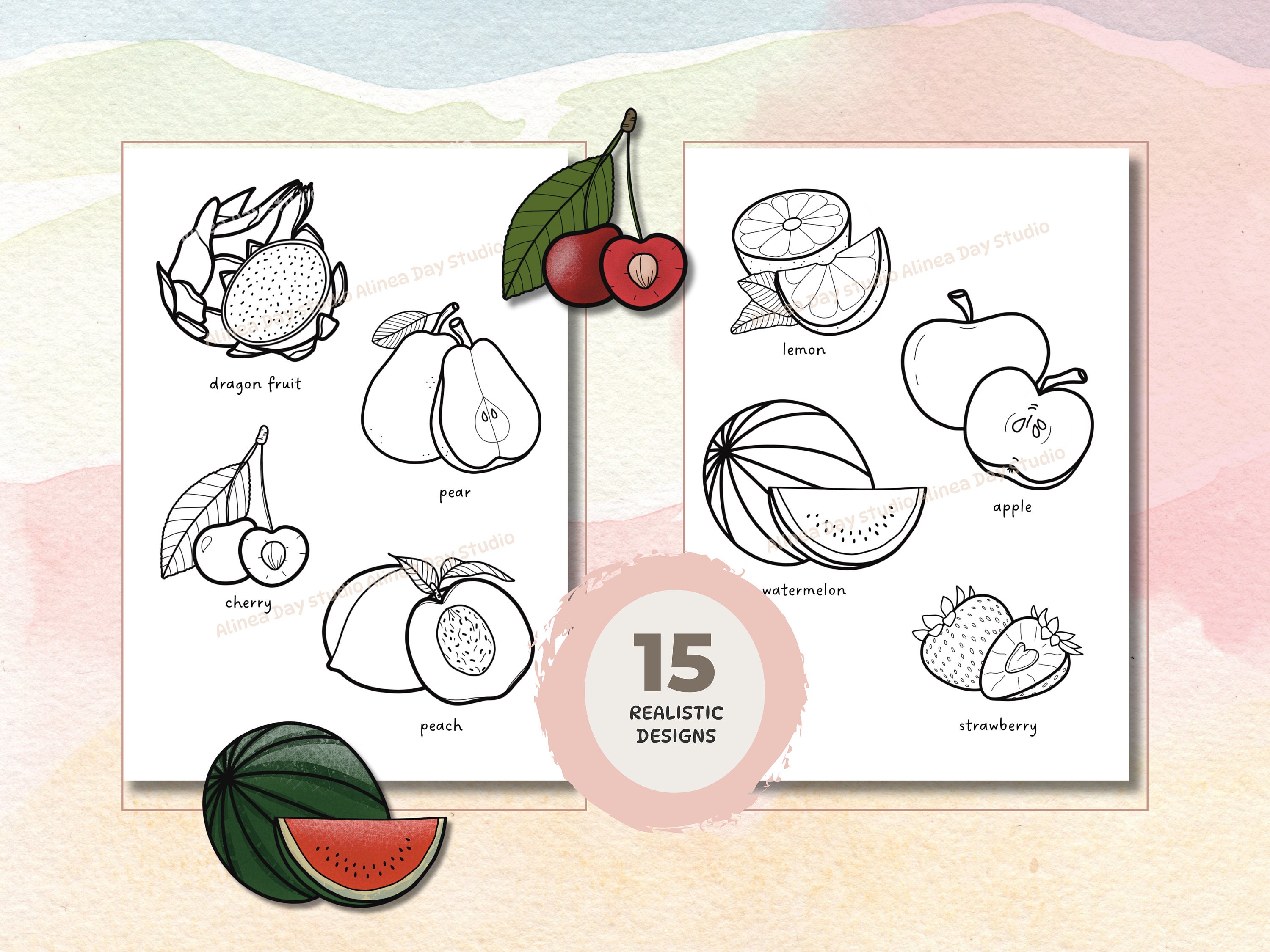 Montessori Realistic Fruit Coloring Pages Printable Homeschool ...