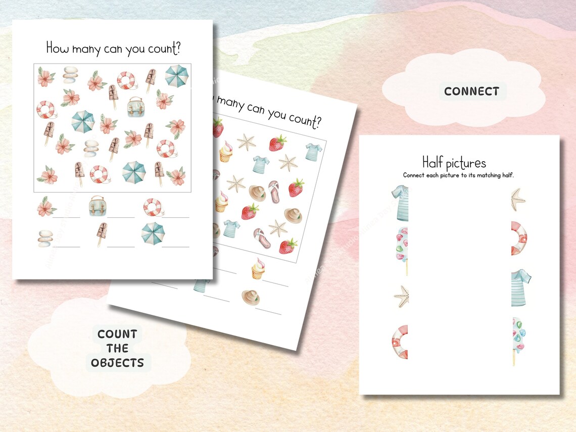 Summer Maths Worksheets: Numbers 1-10, Tracing & Counting (PDF) - Etsy