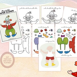 Clown Paper Doll PRINTABLE Preschool Homeschool Paper Craft Toddler ...