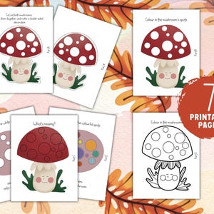 Mushroom Nature Activity Pages for Toddlers, Printable Preschool ...