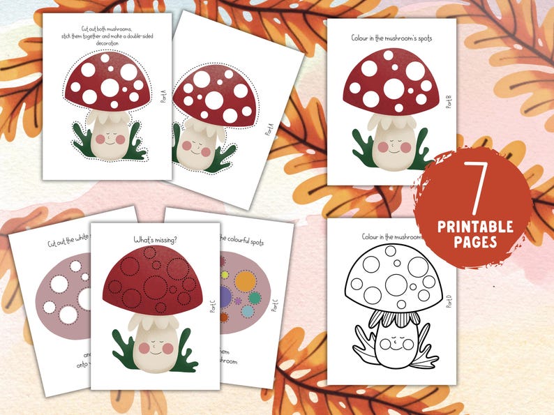 Mushroom Nature Activity Pages for Toddlers, Printable Preschool ...
