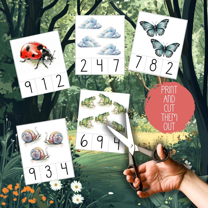 Spring Nature Walk Count & Clip Cards 1-10 Montessori Printable Numbers ...