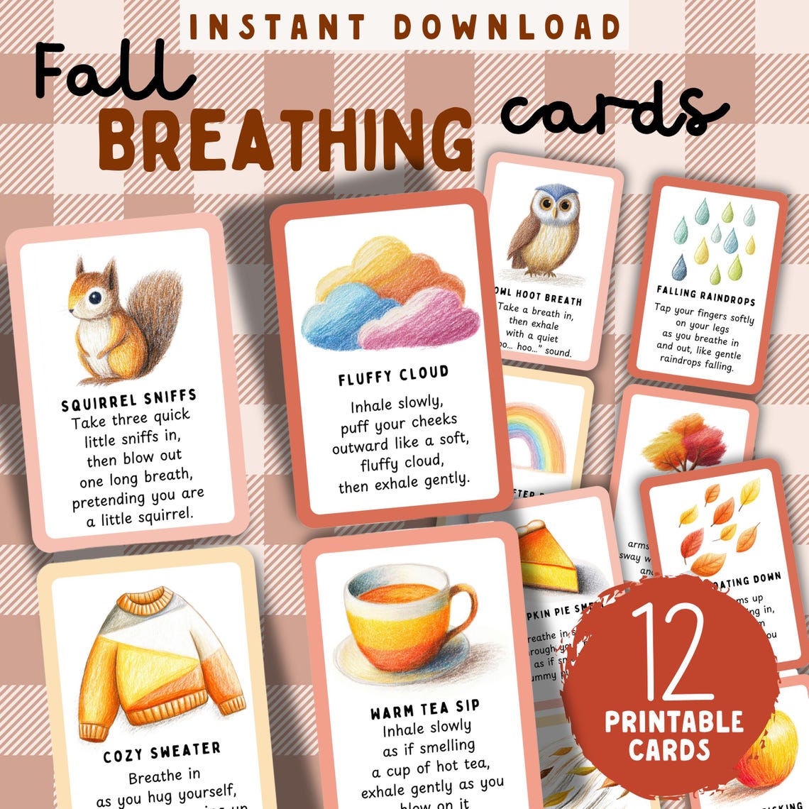 Fall Mindful Breathing Cards for Kids: Calming Self Regulation Practice ...