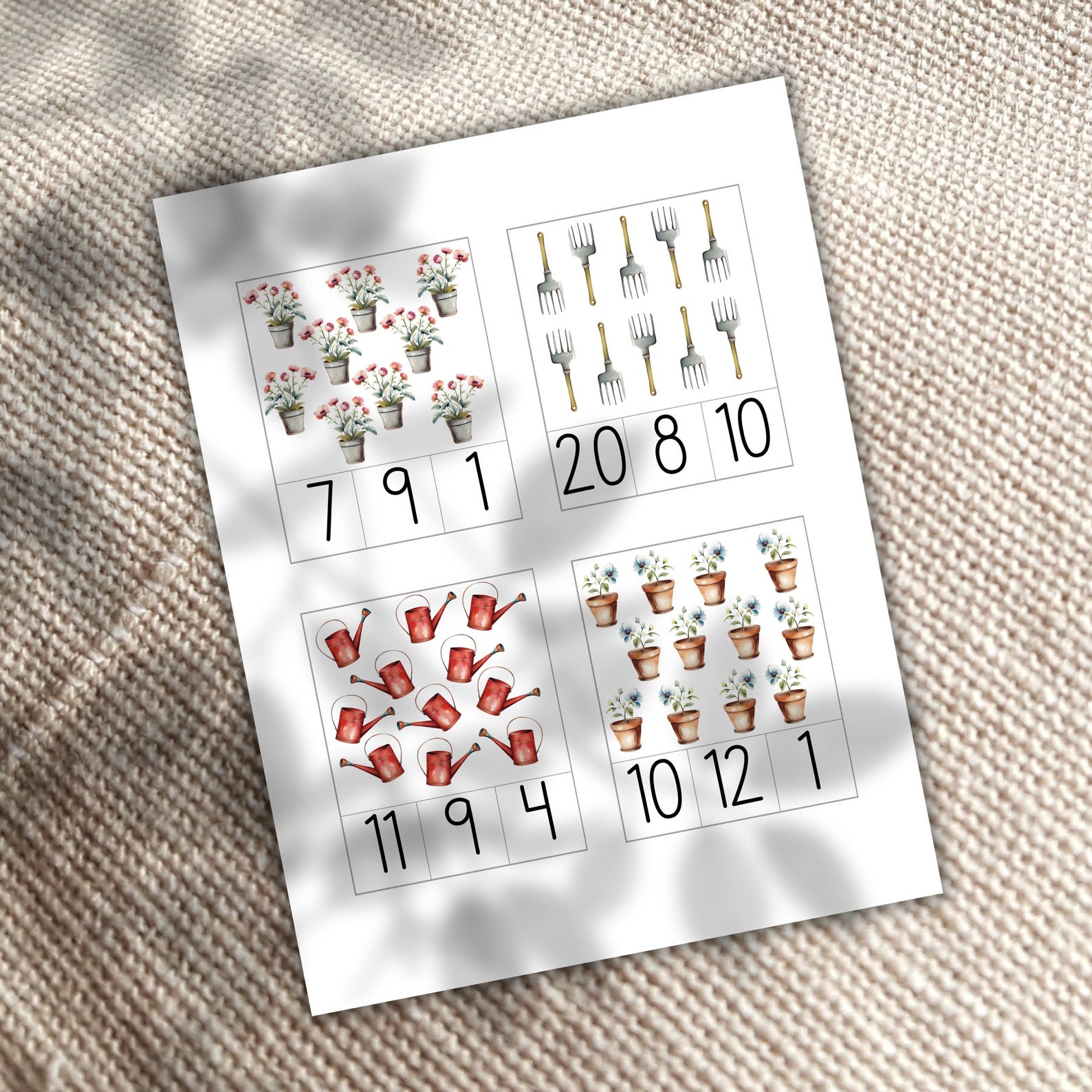 Garden Count and Clip Cards 1-20: Montessori Maths (PDF) - Etsy