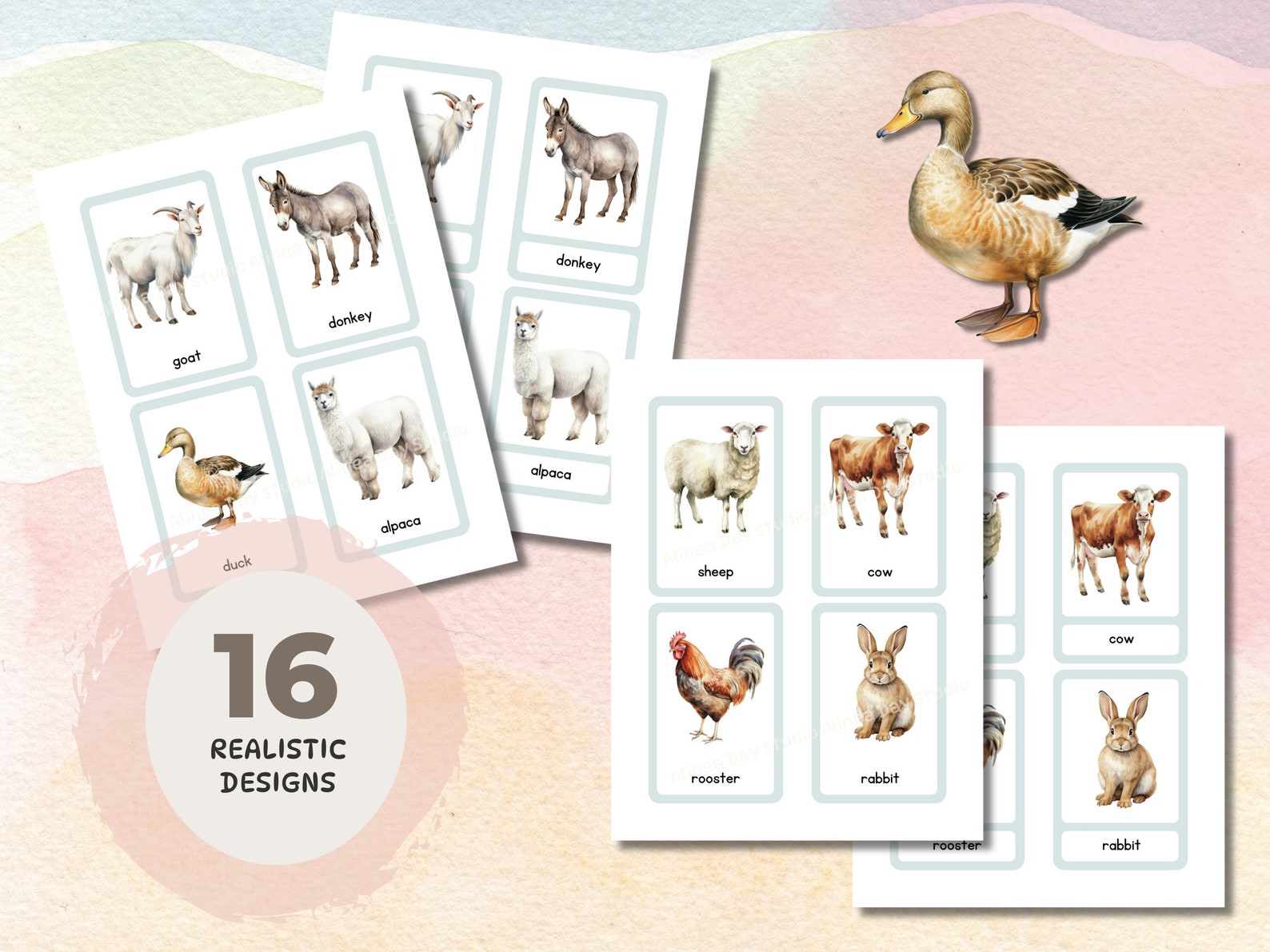 Farm Animal Flashcards 3 Part Montessori Nomenclature Cards, Farm ...