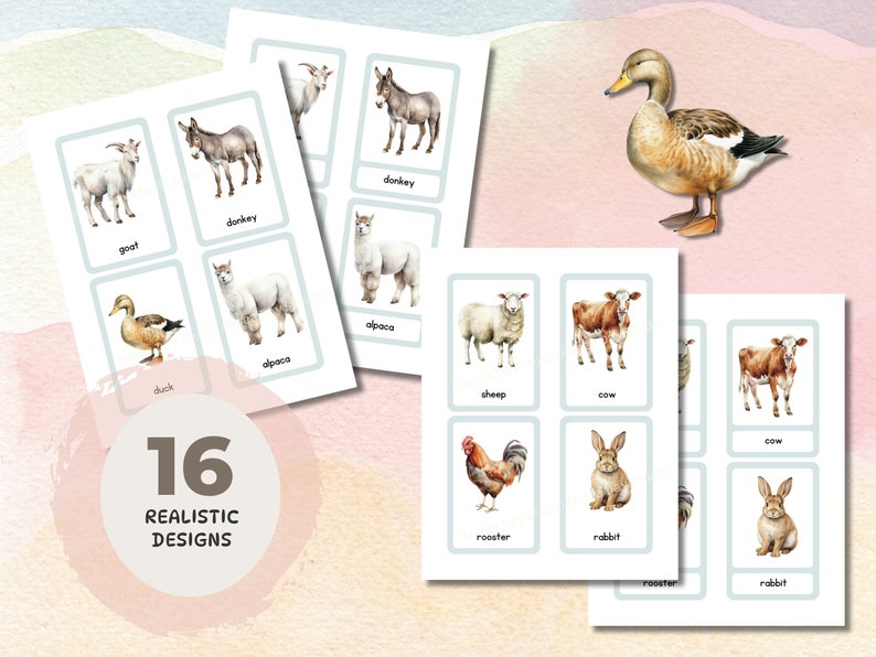 Farm Animal Flashcards 3 Part Montessori Nomenclature Cards, Farm ...