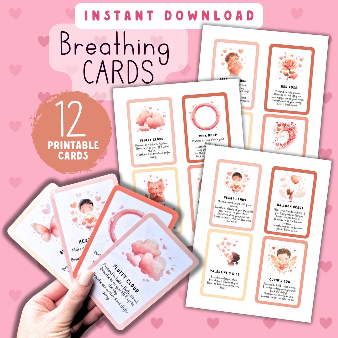 Valentine's Day Mindful Breathing Cards | Printable Breathing Exercises ...