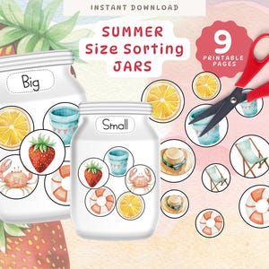 SUMMER Bundle 5 in 1, Printable Set, Movement Cards, Size Sorting Jars ...
