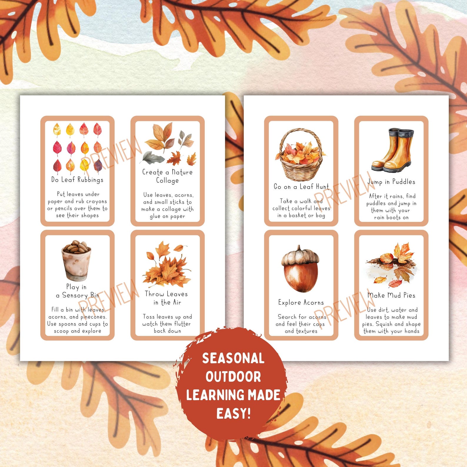 Fall Outdoor Activity Cards: Nature-based Learning (PDF) - Etsy