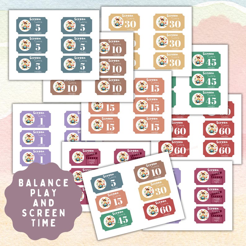 Screen Time Tickets Printable Reward Coupons for Kids Kids Screen Time ...