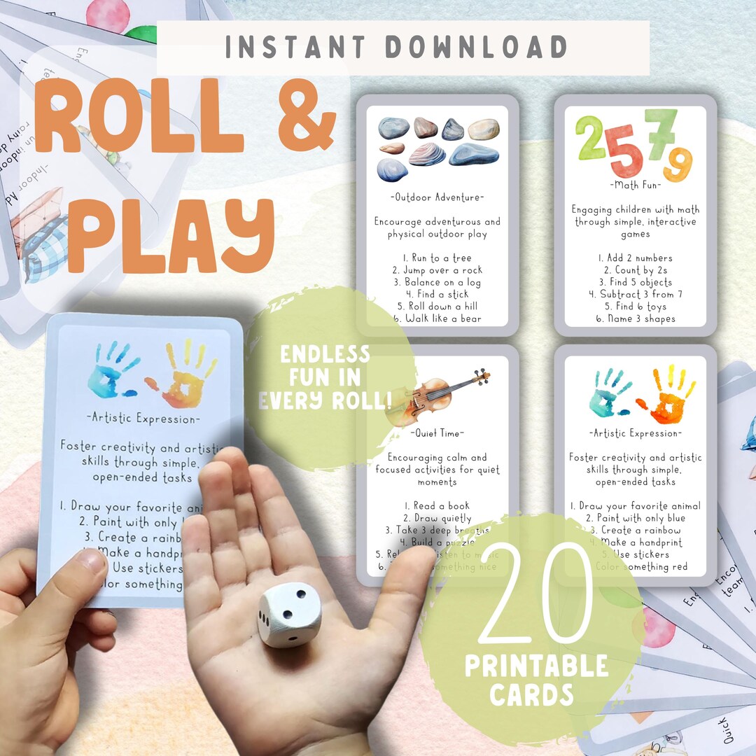 Roll and Play Activity Cards | Movement Flash Cards | Kids Action Game ...