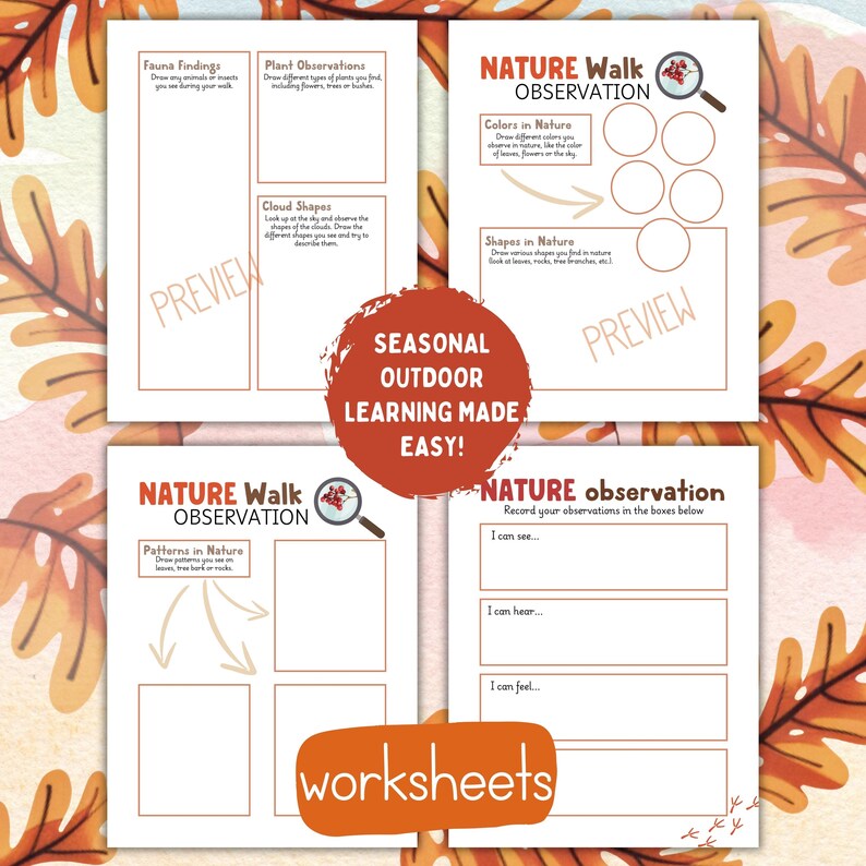 Fall Nature Walk Checklist: Autumn Scavenger Hunt (PDF) - Etsy