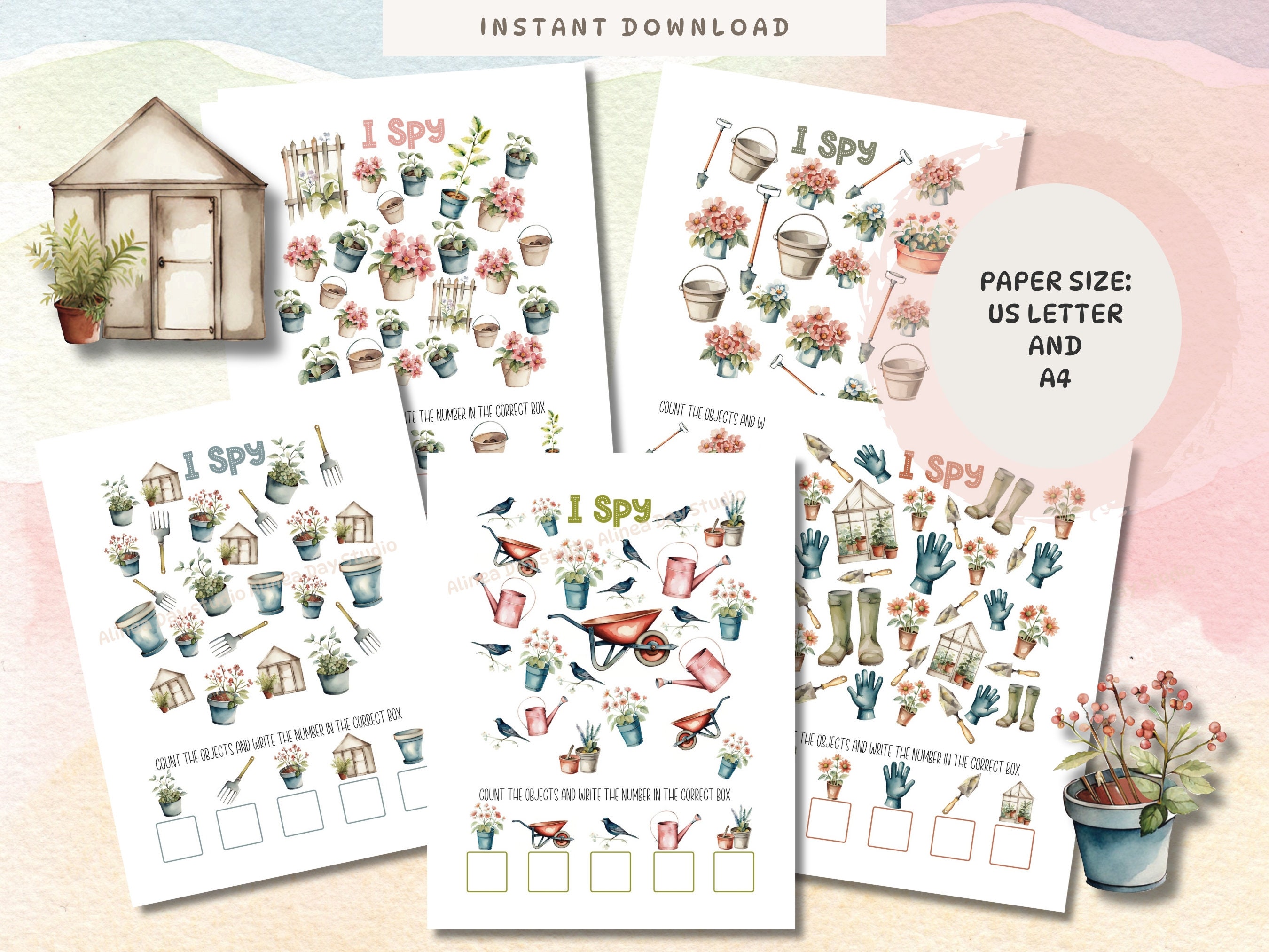 I Spy SPRING Garden Look and Find Counting Game Numbers 1-10 Printable ...