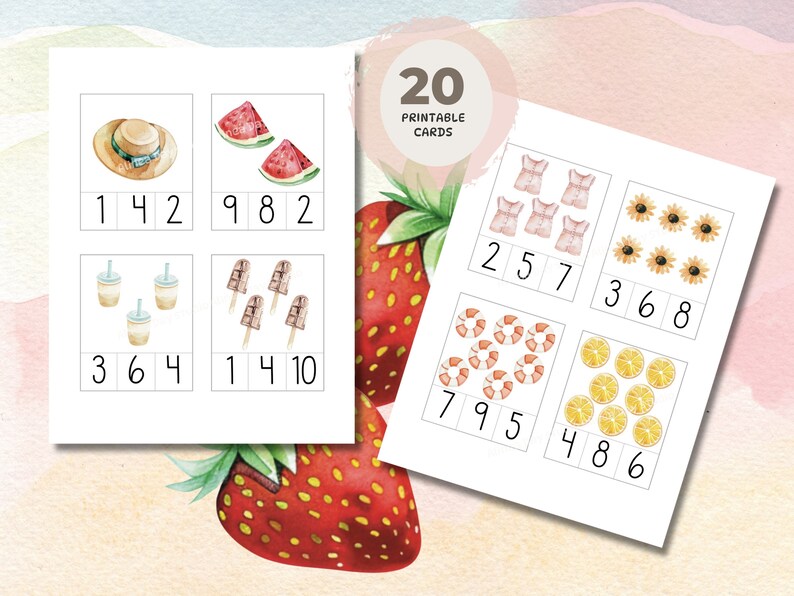 SUMMER Count and Clip Cards Number 1-10, Printable Activity Number ...