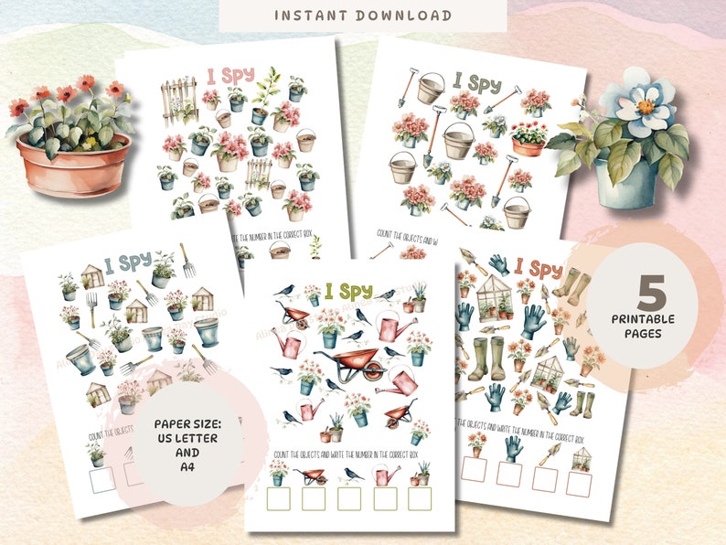 I Spy SPRING Garden Look and Find Counting Game Numbers 1-10 Printable ...
