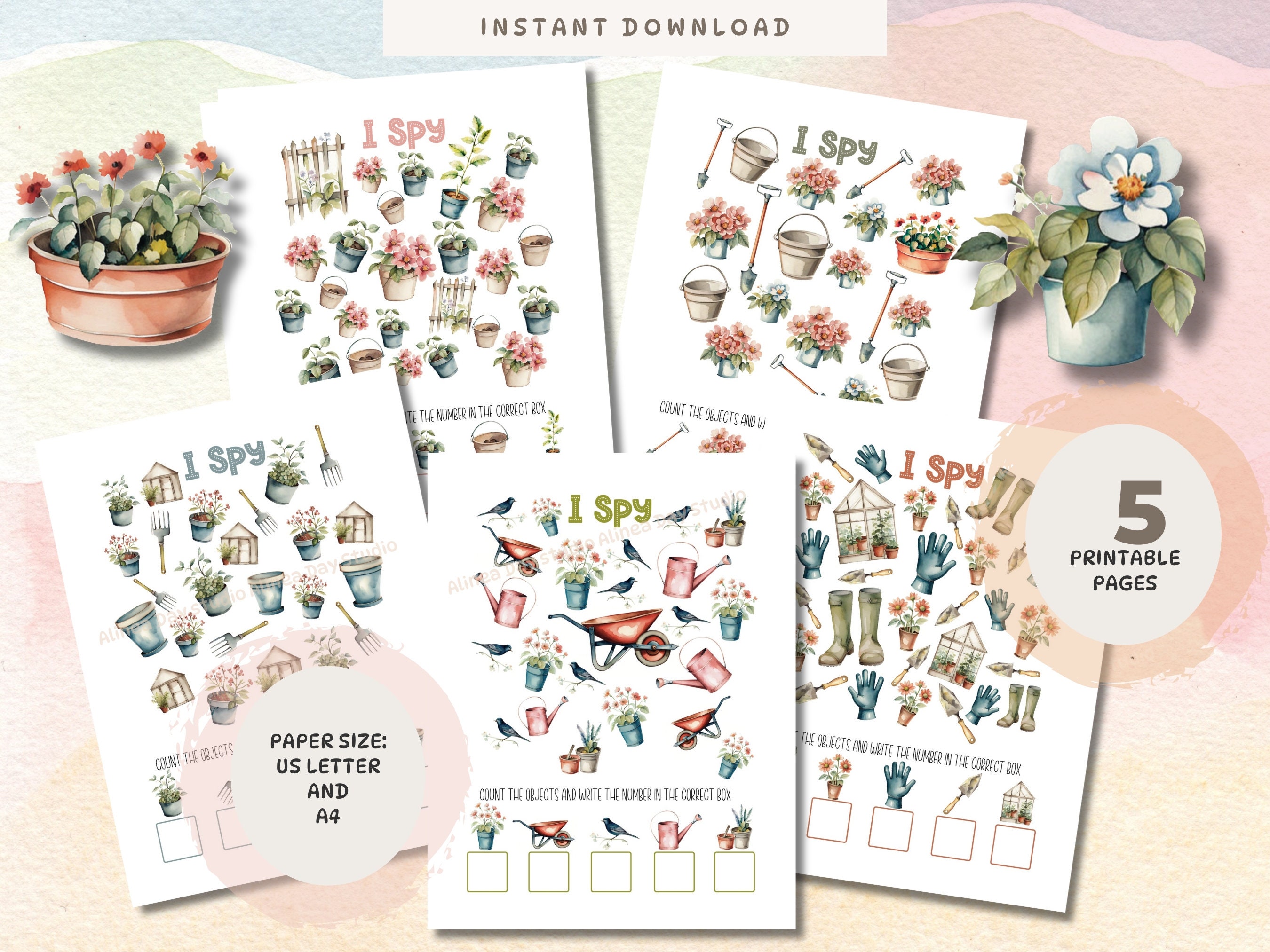 I Spy SPRING Garden Look and Find Counting Game Numbers 1-10 Printable ...