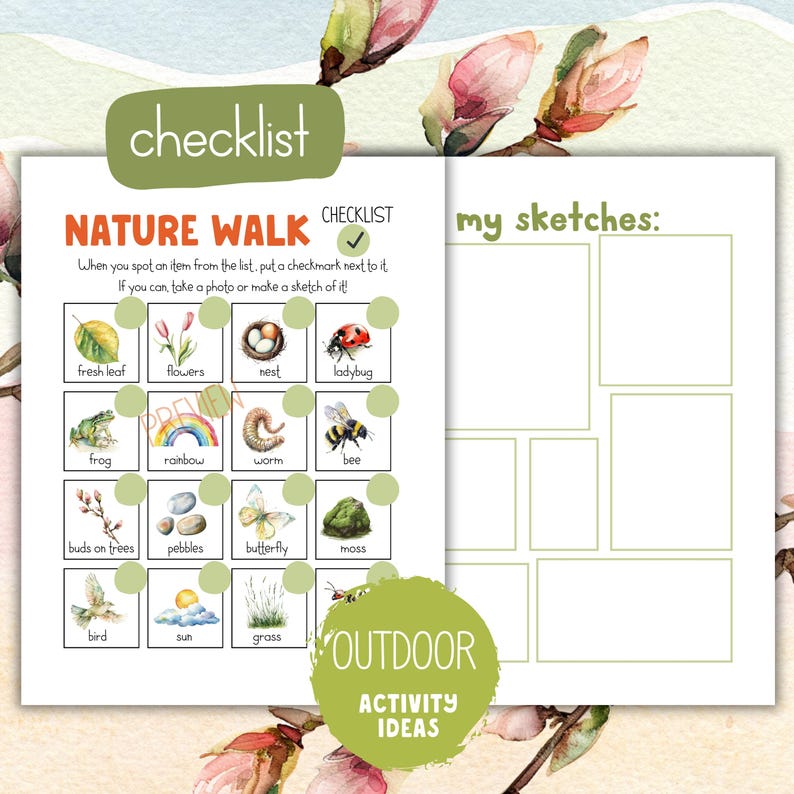 SPRING Nature Walk Checklist Scavenger Hunt for Kids Forest School ...
