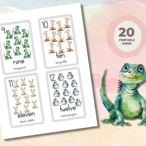 1-20 Animals Number Cards, Printable Activity Number Cards 1-20, Early ...