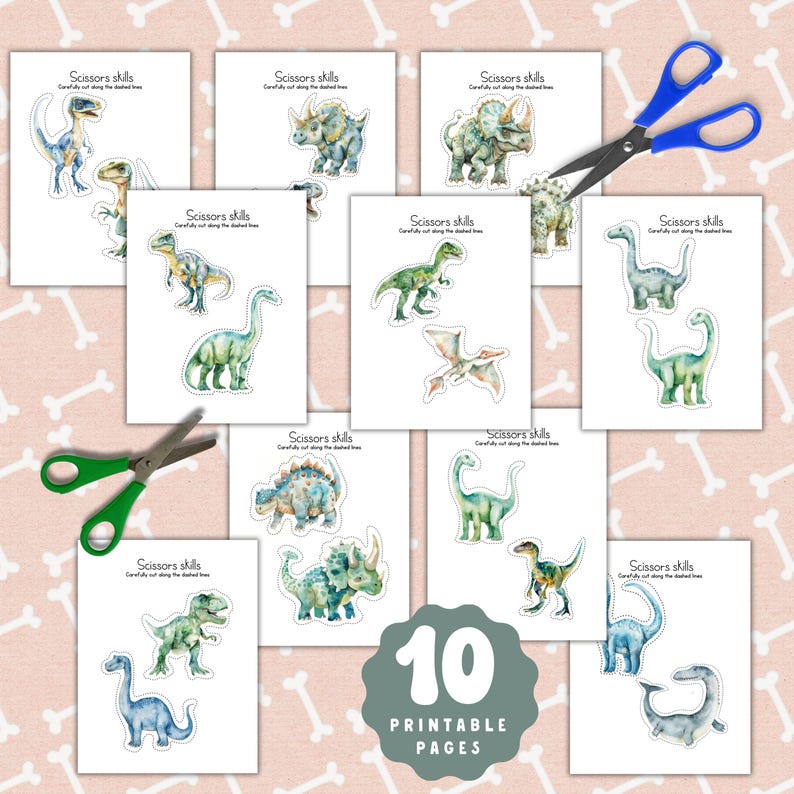 Dinosaur Scissor Skills: Toddler Cutting Practice (PDF) - Etsy