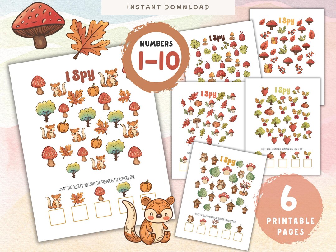 Fall I Spy Game for Toddler, Printable Autumn Worksheets for Preschool ...