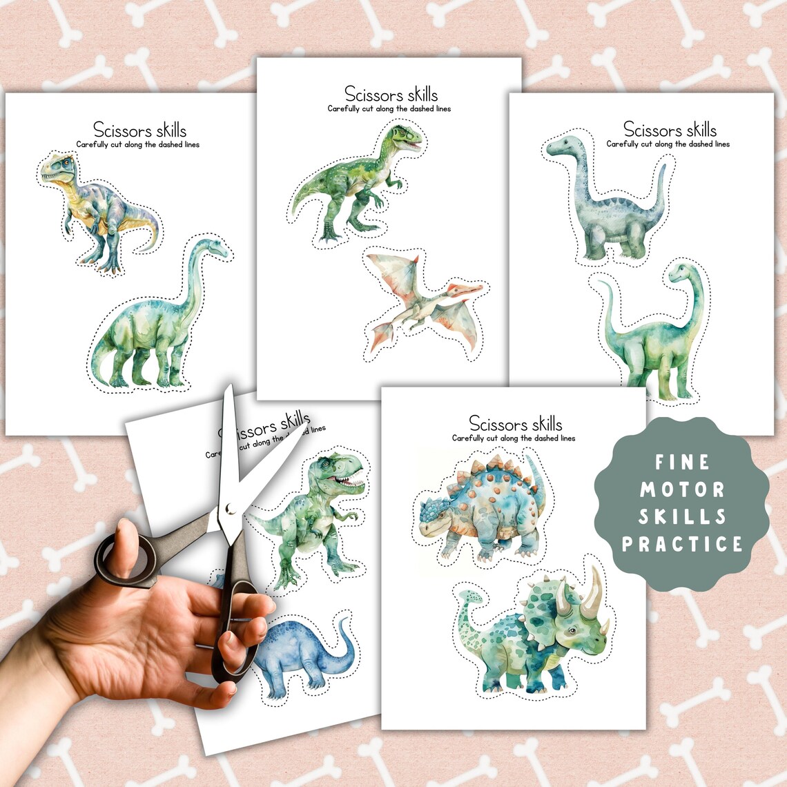 Dinosaur Scissor Skills: Toddler Cutting Practice (PDF) - Etsy