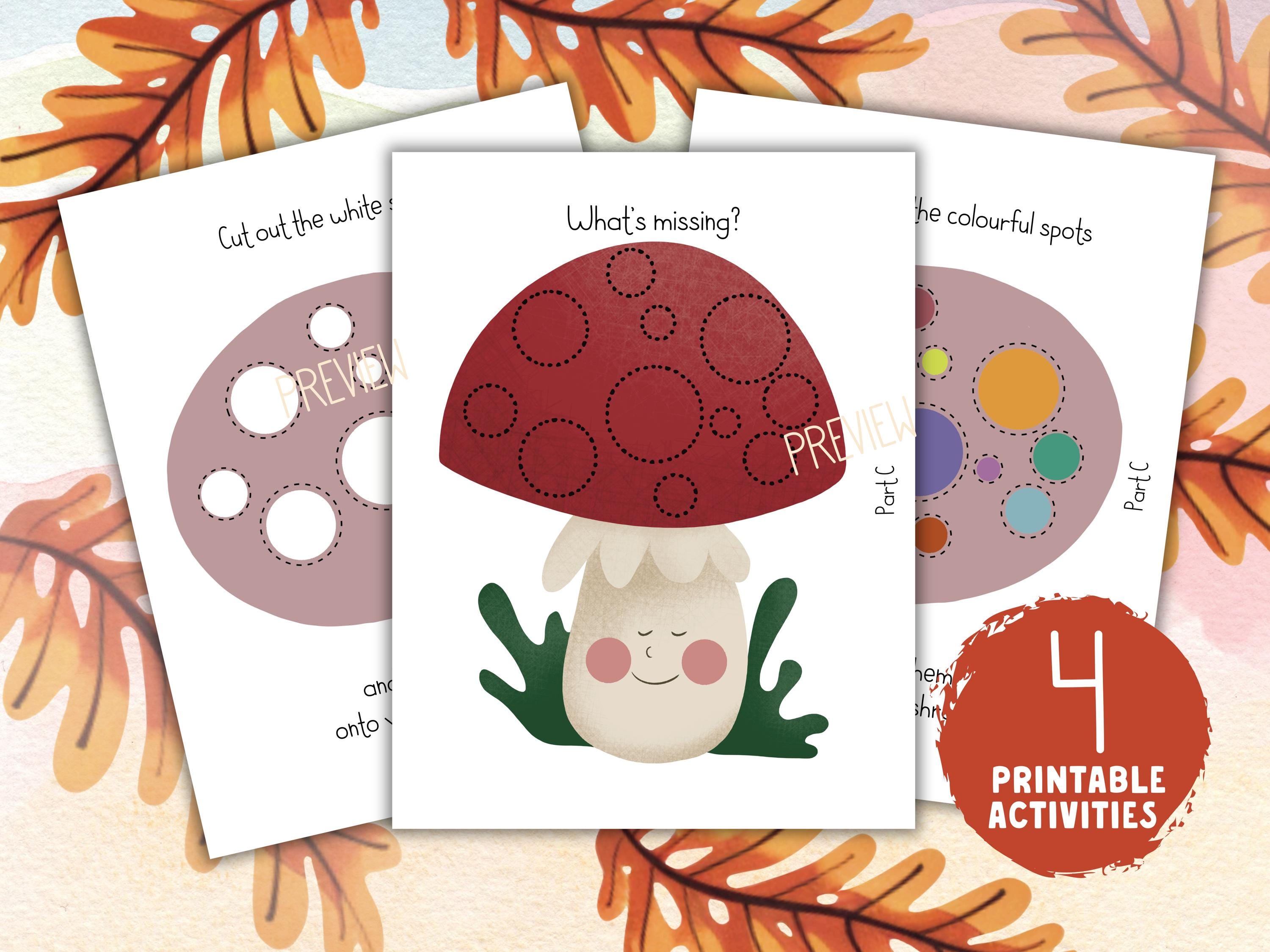 Mushroom Nature Activity Pages for Toddlers, Printable Preschool ...