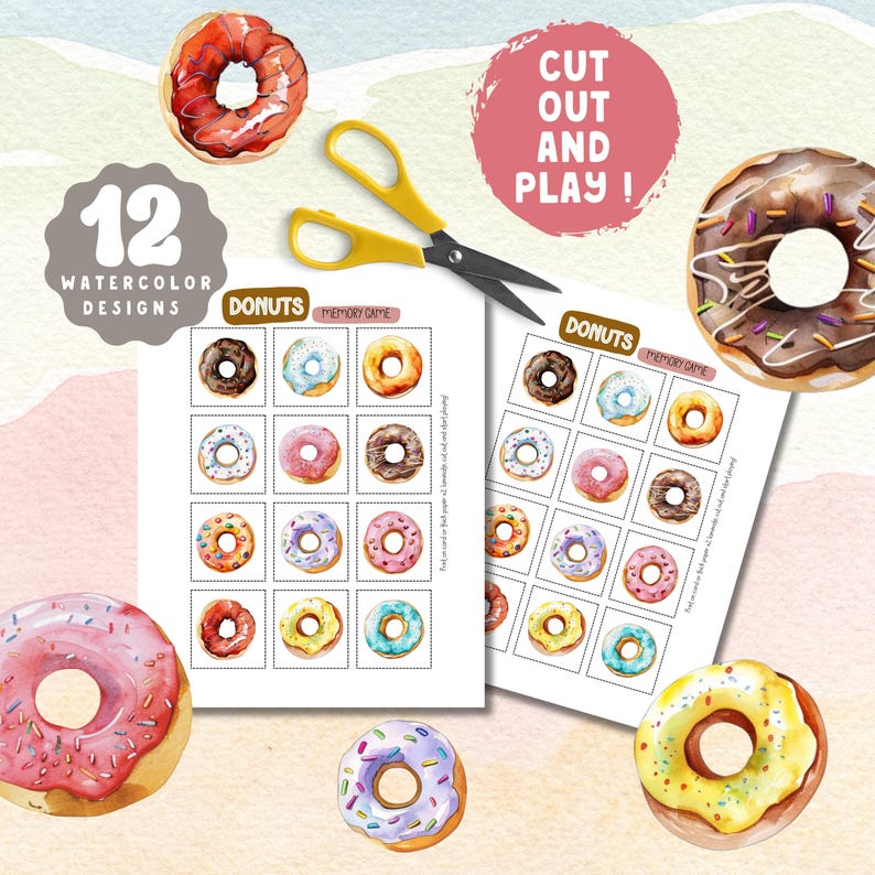 Donuts Memory Game | Printable Donut Match Cards | Fun Matching Game ...